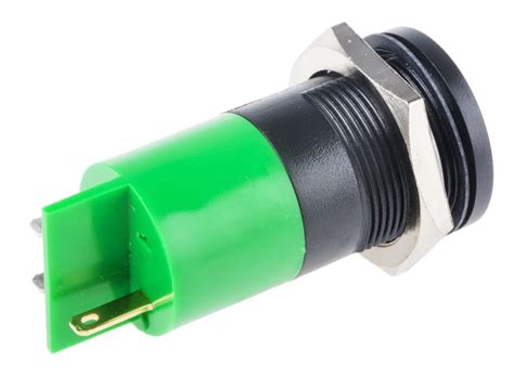 RS PRO RS PRO Green Panel Mount Indicator 12V Ac Dc 22mm Mounting Hole Size Solder Tab