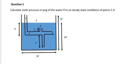 Solved Calculate Static Pressure In Psig Of The Water If Its Chegg Com