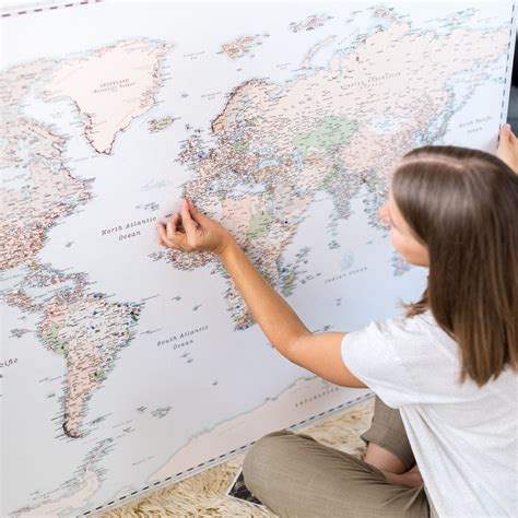 Push Pin World Map Retro