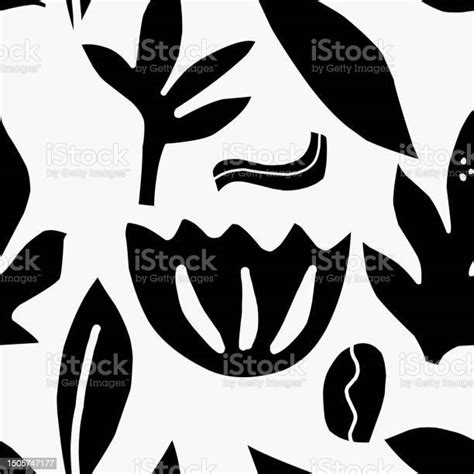 벡터 매끄러운 패턴 흰색 배경에 양식화된 꽃무늬 검정색 현대적인 요소 디자인 직물 인쇄 벽지 섬유 종이 등 0명에 대한 스톡 벡터 아트 및 기타 이미지 Istock