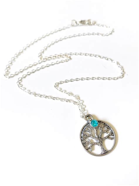 Tree Of Life Necklace Birthstone Tree Necklace Gold Tree Etsy