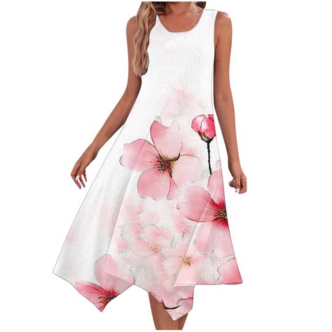 Cocolona Womens Summer Boho Floral Print Dress Casual Crew Neck