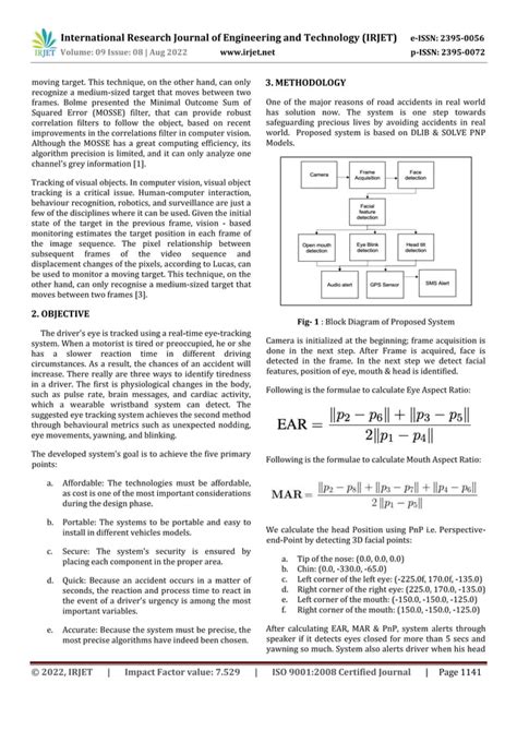 Driver Drowsiness And Alert System Using Image Processing And Iot Pdf