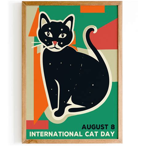 International Cat Day Vintage Poster Print Hypesheriff