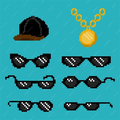 Free Vector Flat Design Pixel Art Thug Life Sunglasses Illustration
