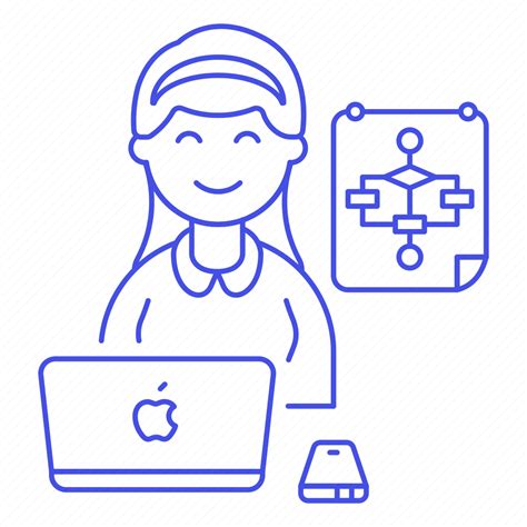 Chart Coder Coding Developer Female Flow Flowchart Icon