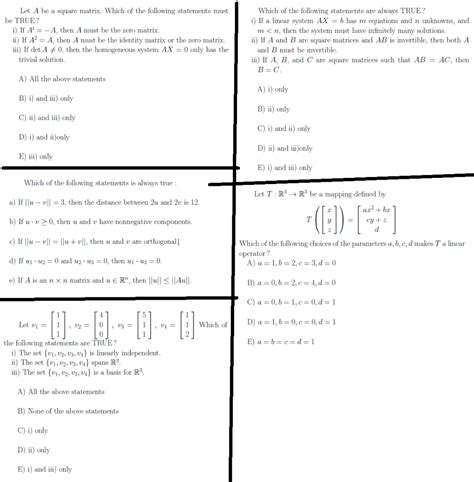 Solved Let A Be A Square Matrix Which Of The Following Chegg Com