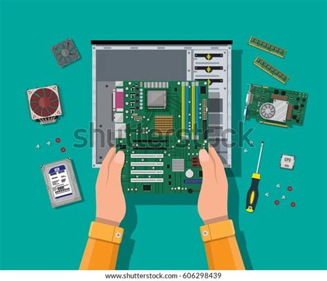 마더보드 하드 드라이브 Cpu 팬 그래픽 스톡 벡터로열티 프리 606298439 Shutterstock