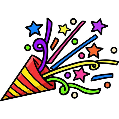 Premium Vector Party Popper Cartoon Colored Clipart Illustration