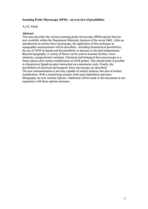 Scanning Probe Microscopy Spm An Philips Research
