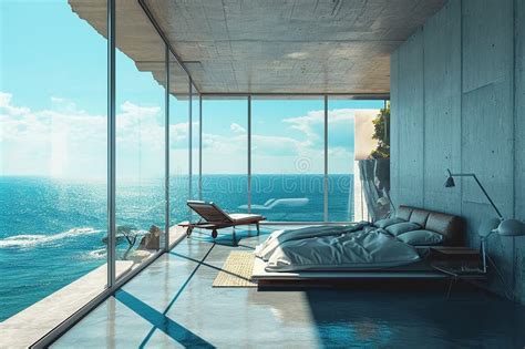 Minimalist Bedroom With Panoramic Ocean Sea View Modern Coastal