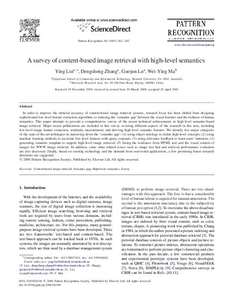 Pdf A Survey Of Content Based Image Retrieval With High Level Semantics