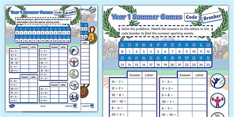 👉 Year 1 Summer Games Code Breaker Teacher Made