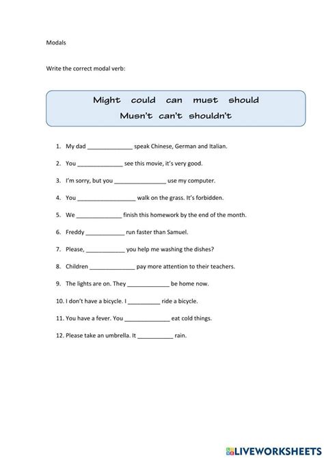 Modals Online Worksheet For 4 Grade Live Worksheets Worksheets Library