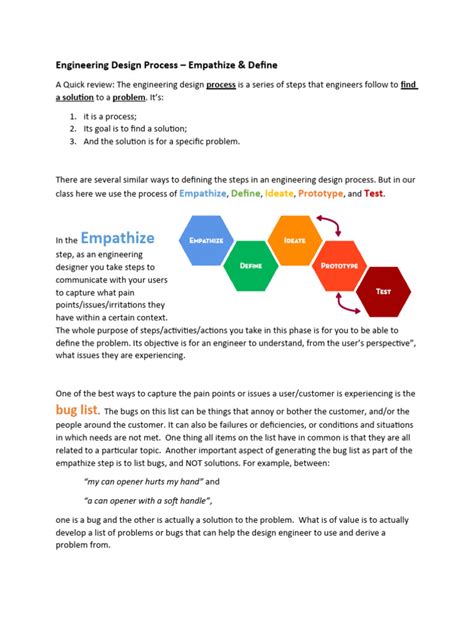 Engineering Design Process Reading Empathize Define 1 Pdf Engineering Design Process Empathy