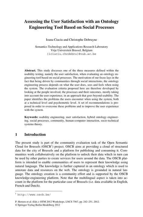 Pdf Assessing The User Satisfaction With An Ontology Engineering Tool Based On Social Processes