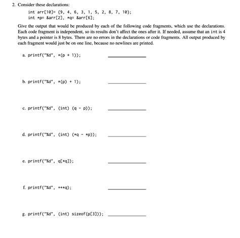 Solved 1 Consider These Declarations Int Arr 2 4 6