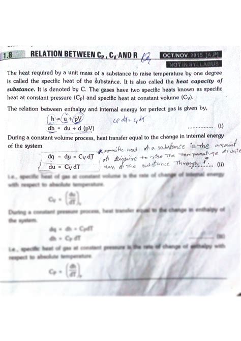SOLUTION Relation Between Cp Cv And R Studypool