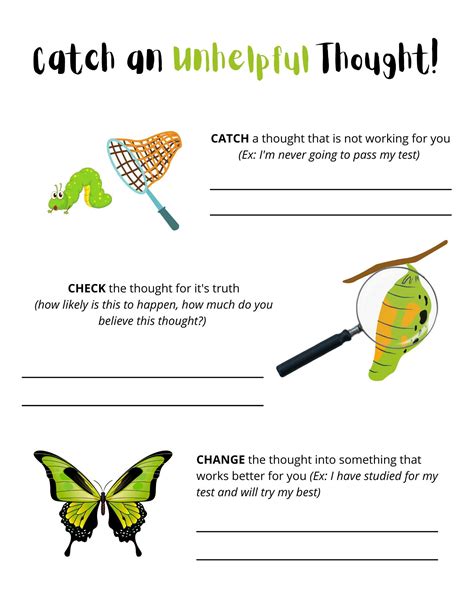 Catch An Unhelpful Thought Cbt Therapy Worksheet Etsy