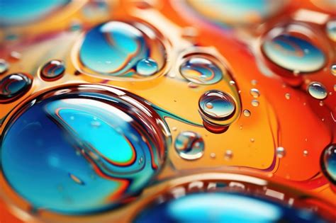 Premium Ai Image Closeup Of Oil Droplets Floating On Water Forming Abstract Shapes And Patterns