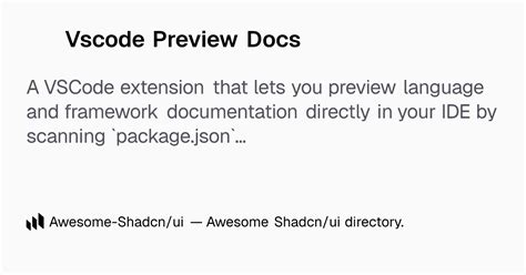 Vscode Preview Docs Preview Docs Instantly Your Ides Built In Documentation Viewer Awesome