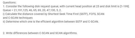 Solved Questions 1 Consider The Following Disk Request