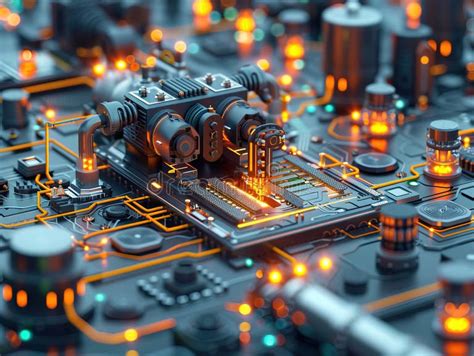 Semiconductor Industry Conception Hightech Computer Board With Chip Circuit Board Cpu Processor