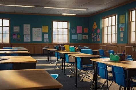 Classroom With Group Work Tables Premium Ai Generated Image