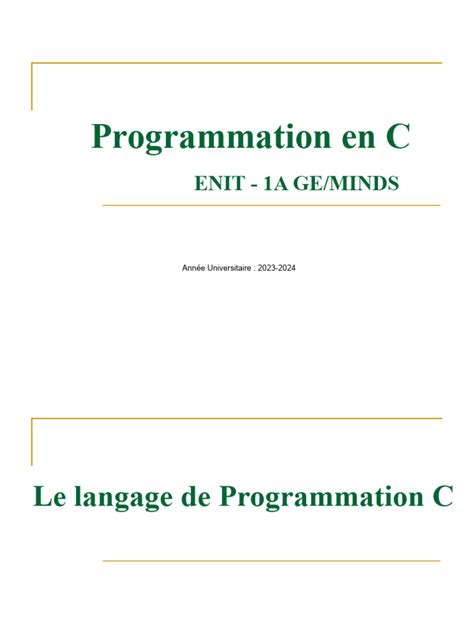 Diapos Cours C Pdf Structure De Contrôle C Langage De Programmation