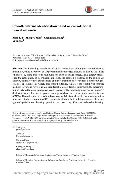 Smooth Filtering Identification Based On Convolutional Neural Networks Request Pdf