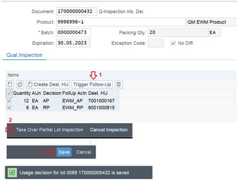 Ewm Partial Inspection Via Qm Interface Itpfed