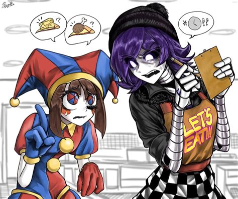 Pomni And Uzi The Amazing Digital Circus And 1 More Drawn By