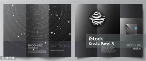 트리폴드 브로셔 전단지 레이아웃 잡지 도서 디자인 브로셔 커버 광고 모형을 위한 표지 디자인 템플릿의 벡터 레이아웃 기술 과학 미래 배경 공간 디자인 천문학 개념 3단