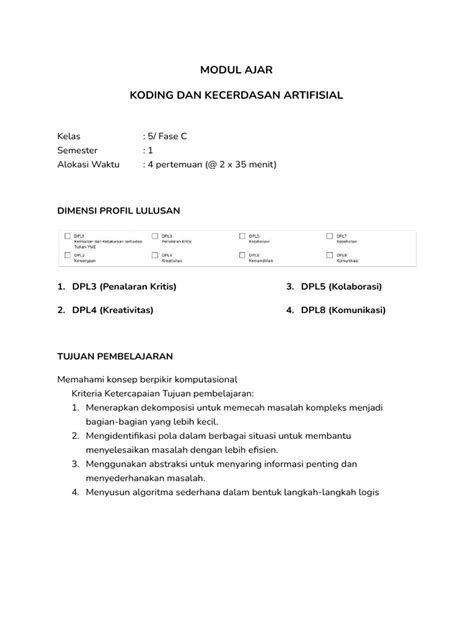 Contoh Modul Ajar Koding Pdf