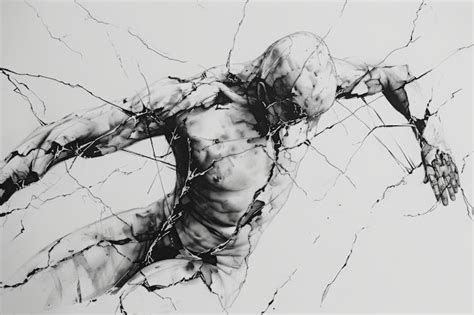 이 사진에는 벌거벗은 남자의 형상을 묘사하는 상세한 흑백 그림이 포함되어 있습니다 프리미엄 사진