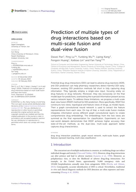Pdf Prediction Of Multiple Types Of Drug Interactions Based On Multi Scale Fusion And Dual