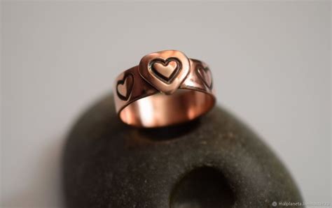 Медное кольцо Сердце кольцо с сердечками в интернет магазине на Ярмарке Мастеров Кольца