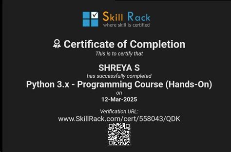 I Have Successfully Completed The Python 3x Programming Course