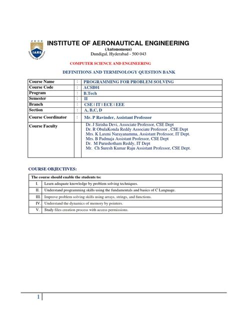 Cse Programming For Problem Solving Definitions And Terminology Pdf Software Computer