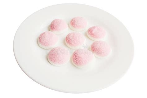 Algumas Partes De Doces E De Geleia Cor De Rosa E Brancos Na Forma De