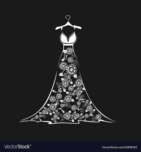 Wedding Dress Silhouette Royalty Free Vector Image