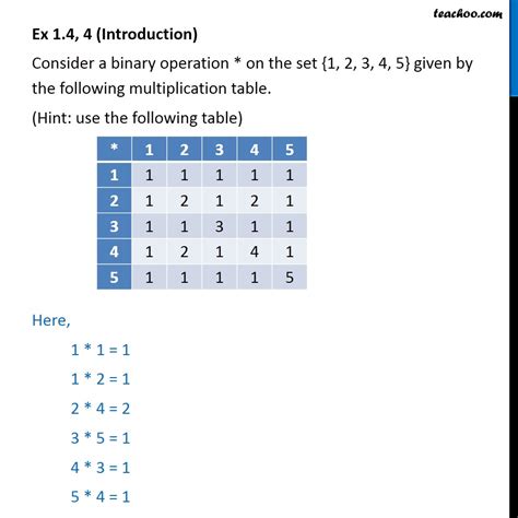 Ex 1 4 4 Consider On {1 2 3 4 5} Given By Multiplication