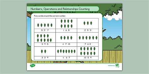 Grade R Maths Counting Worksheet Leaves Caps Aligned