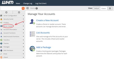 Checking Service Status In Whm Control Panel Global