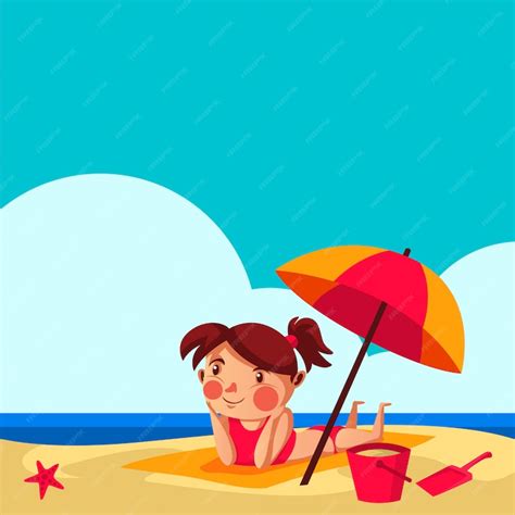 Premium Vector Girl Having Fun On The Beach