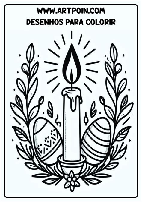Desenho Para Colorir Símbolos Da Páscoa Ovos De Páscoa Vela Acesa Ramos Png