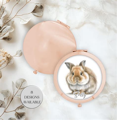 Personalised Bunny Rabbit Rose Gold Compact Mirror Personalized