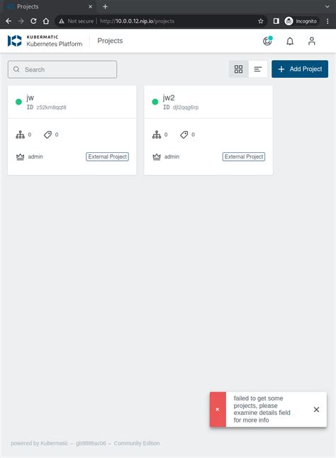 Project Page Lags And Occasionally Errors On Click · Issue 5935 · Kubermaticdashboard · Github