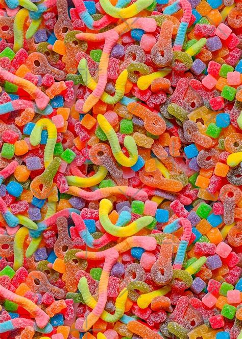 Party Mix Neon Sour Gummies Real Candy Pattern Candy Pictures Cute Food Wallpaper Candy