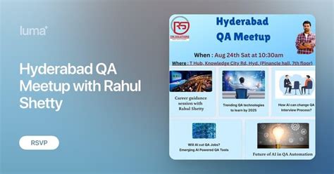 venkatesh rahul shetty on linkedin hyderabad qa meetup with rahul shetty · luma 23 comments